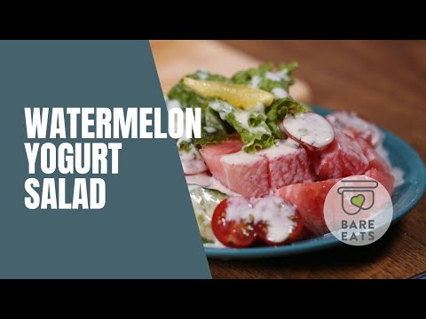 Watermelon Yogurt Salad | Refreshing salad recipe | Sweet and savory | Bare Eats