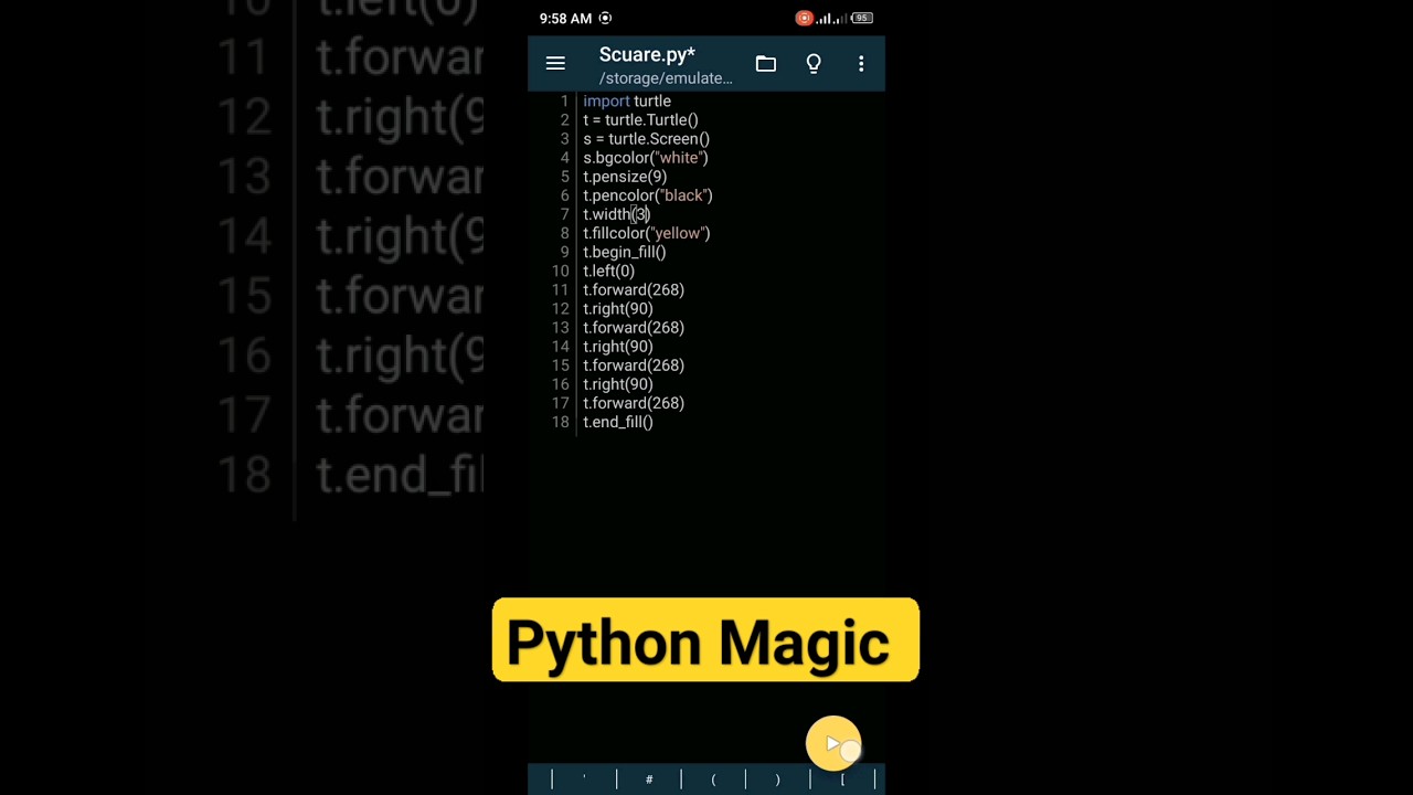 How to make square on python || python magic || coding || #python #shorts