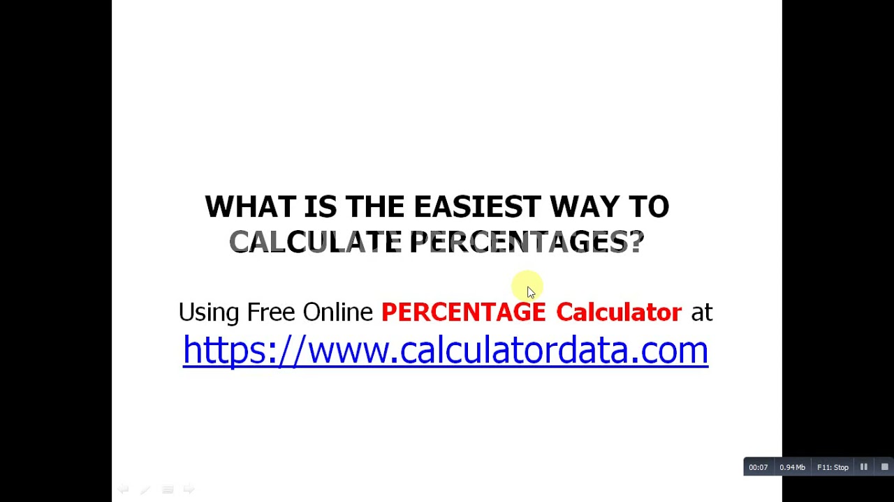 Percentage Calculator - What is the easiest way to calculate Percentages? www.calculatordata.com.