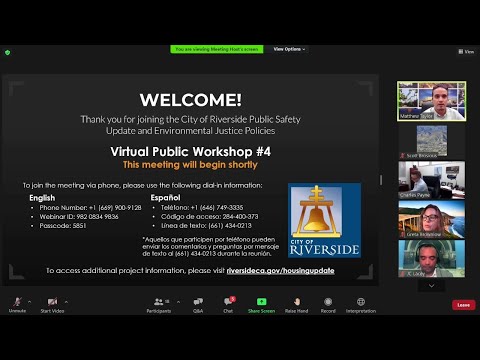 Virtual Policy Workshop #1 – Public Safety & Environmental Justice Policies