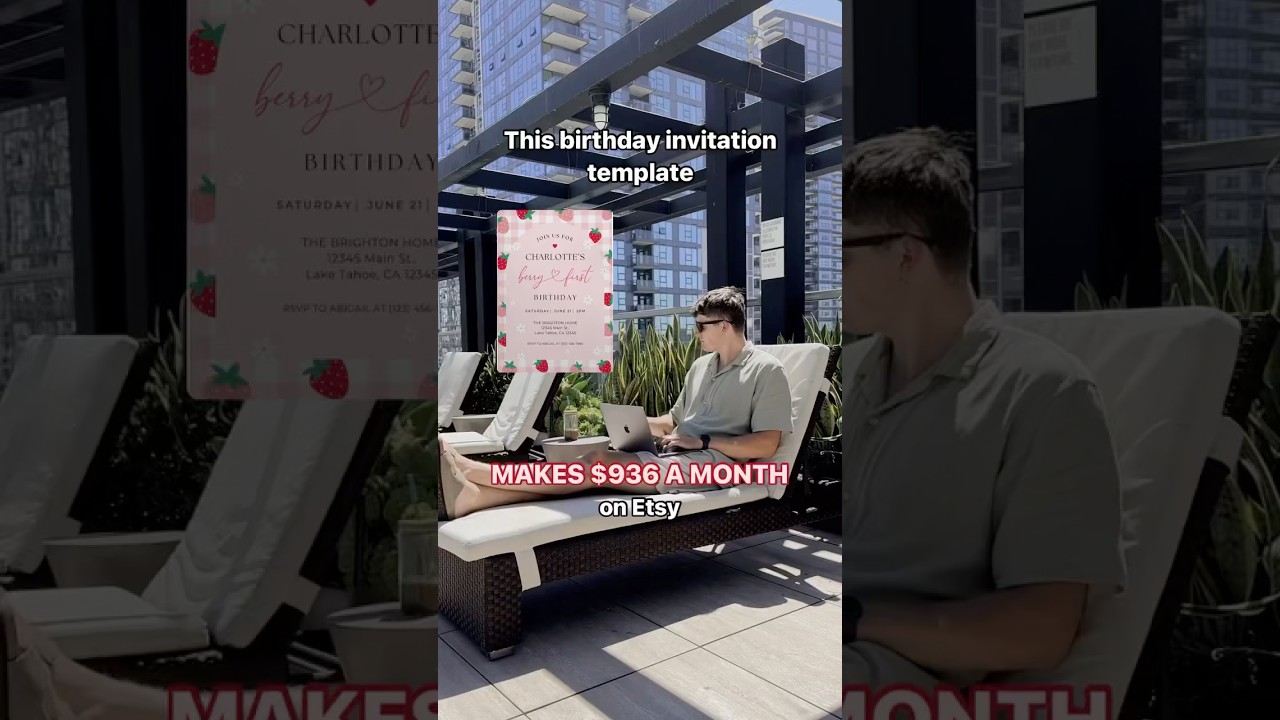 This birthday invitation template makes $936 a month on Etsy: #digitalproducts #sidehustle #etsy
