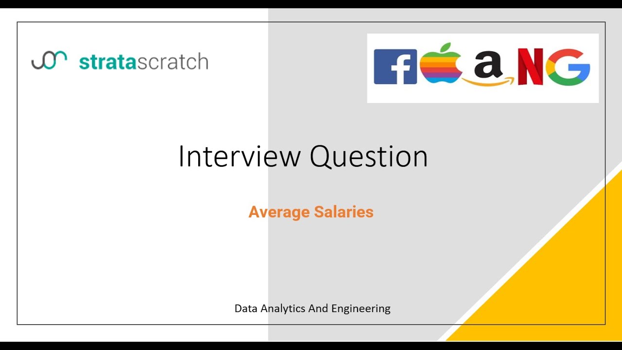 Average Salaries | Easy | StrataScratch | SQL | Solution | Interview Problem
