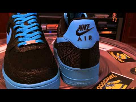 @Nike Air Force 1 - JD Sports exclusive - Black (Elephant) / Vivid Blue - with lace swap - 12-21-13