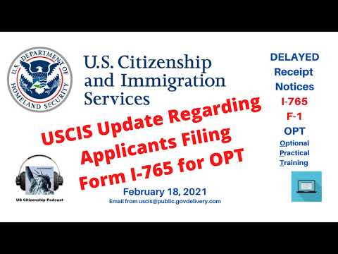 USCIS Update Regarding Applicants Filing Form I-765 for OPT