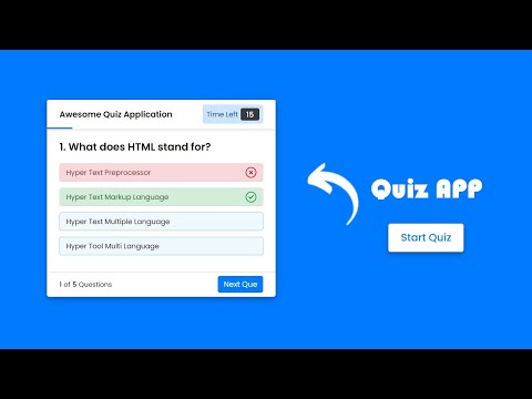 Quiz App JavaScript with Timer | Multiple Choice in HTML, CSS & JavaScript
