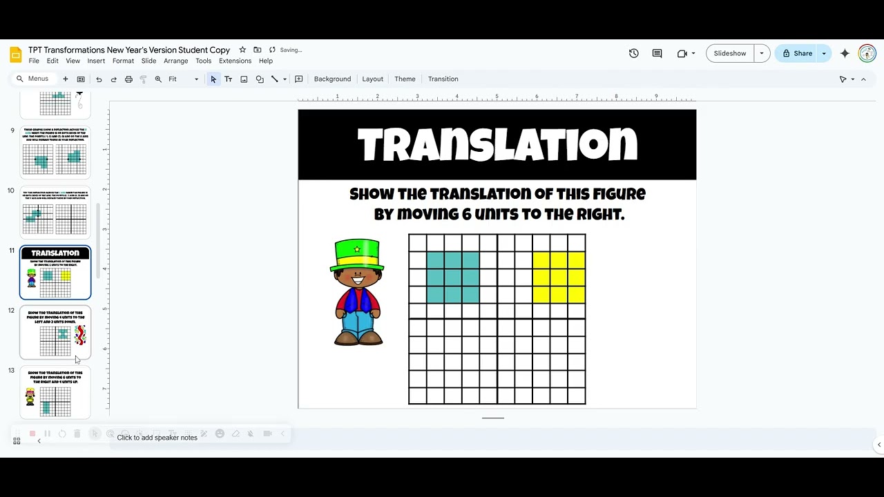 Geometric Transformations Lesson - New Year's Themed