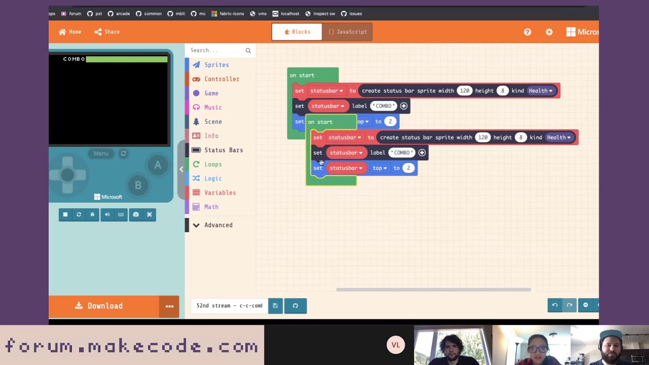 MakeCode Arcade Advanced - No combos present