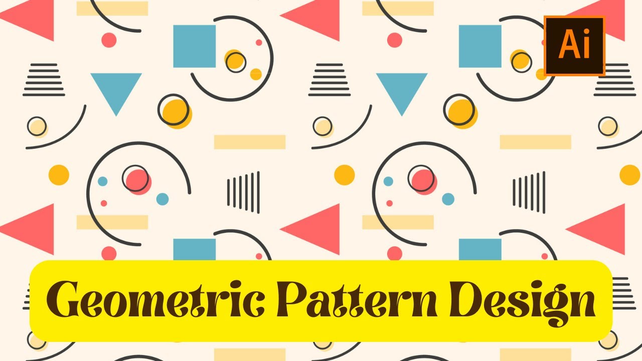 Draw Unique Seamless Geometric Pattern in Illustrator | Circles Triangle Lines Vector Pattern Design