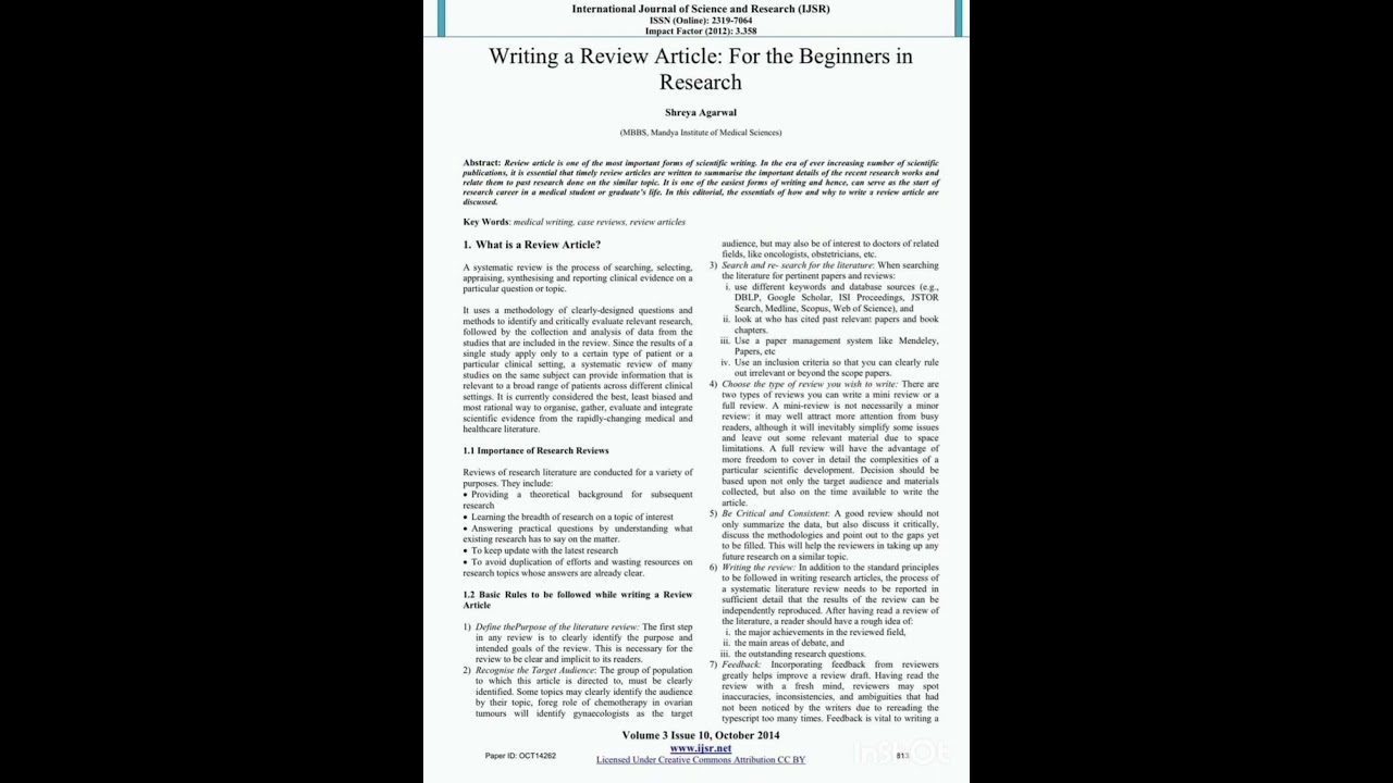 Writing a #Review #Article Beginners Guide @bhuneshwarbehra01