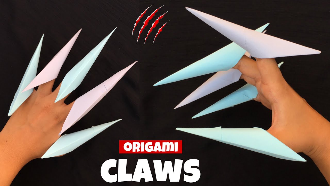 CREATE Your Own Fierce PAPER WOLF CLAWS with EASY Origami Tutorial - Halloween claws - paper claws
