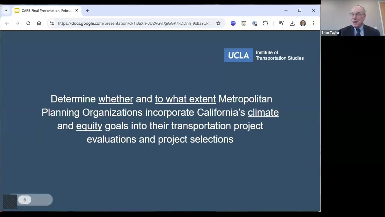 Research Seminar: Alignment of Planned Transportation Investments with Climate and Equity Goals
