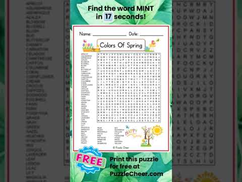 Spring Colors Word Search-Find MINT #wordsearch #wordgames #puzzlegame #wordpuzzle #mint #spring