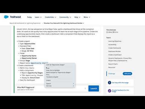 Create an opportunities report and add it to a dashboard