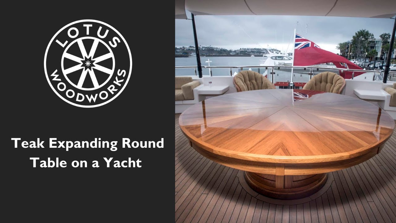 Teak Expanding Round Table on a Yacht - Lotus Woodworks