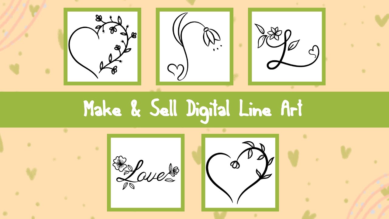 Designing a Flower & Heart Line Art Bundle | Illustrator Process + Digital Product Creative Fabrica