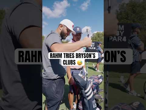 Rahm tries Bryson’s clubs 🏌️♂️ #golf #LIVGolf #sports