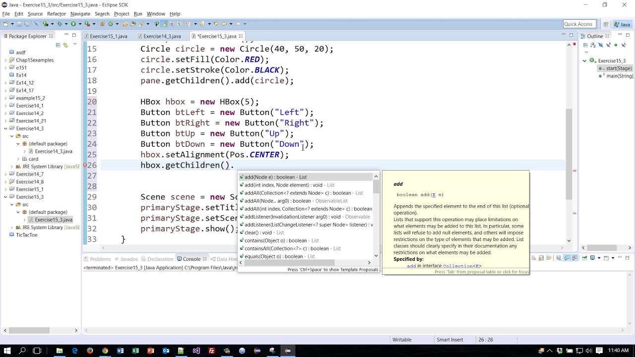 Java Programming 2 - Chapter 15 Exercises Part 2