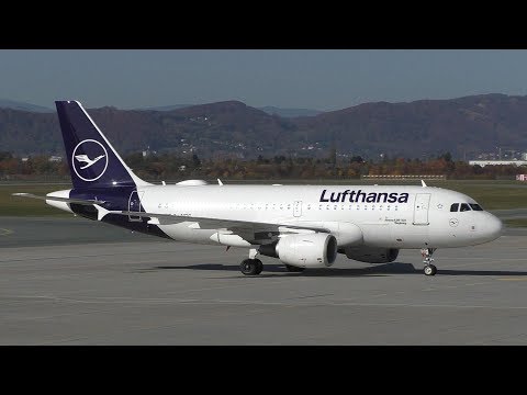 Lufthansa Airbus A319 landing and takeoff at Graz Airport | D-AIBC