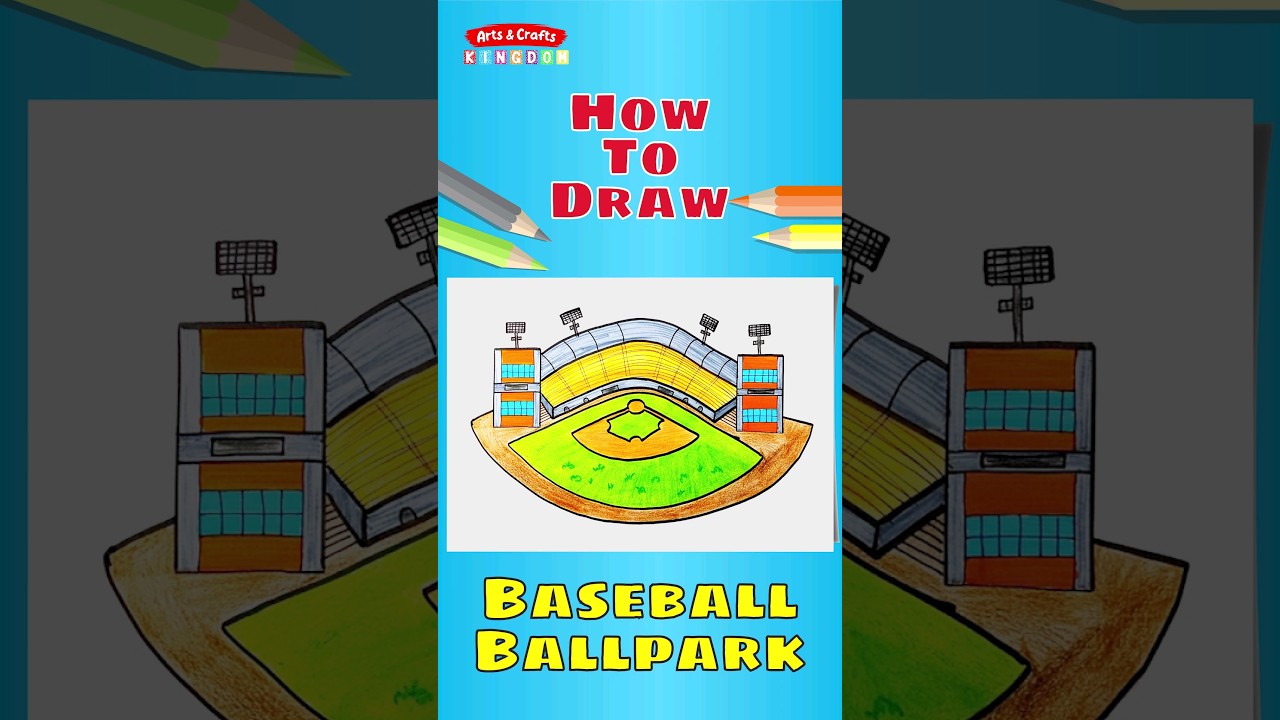 How to draw Baseball Ballpark Stadium | Easy Shading