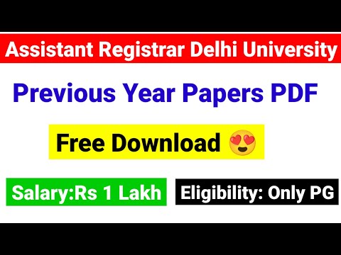 Assistant Registrar Delhi University PYQs | AR DU Previous Year Papers | DU Non teaching 2024