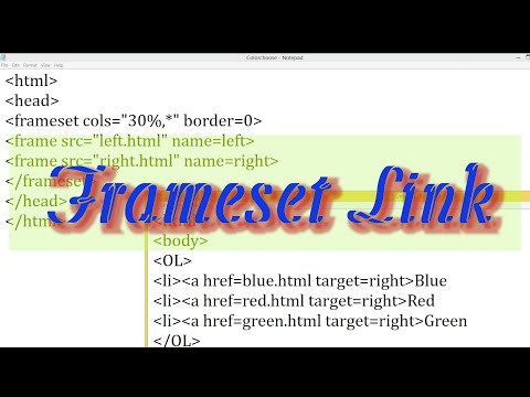HTML frameset tag | How to create frameset link in html | HTML frameset href tag with frameset