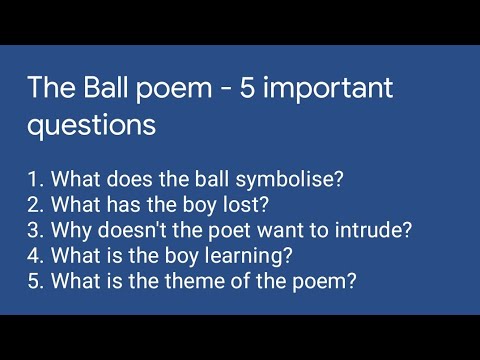 Class 10 - The Ball poem - Important questions