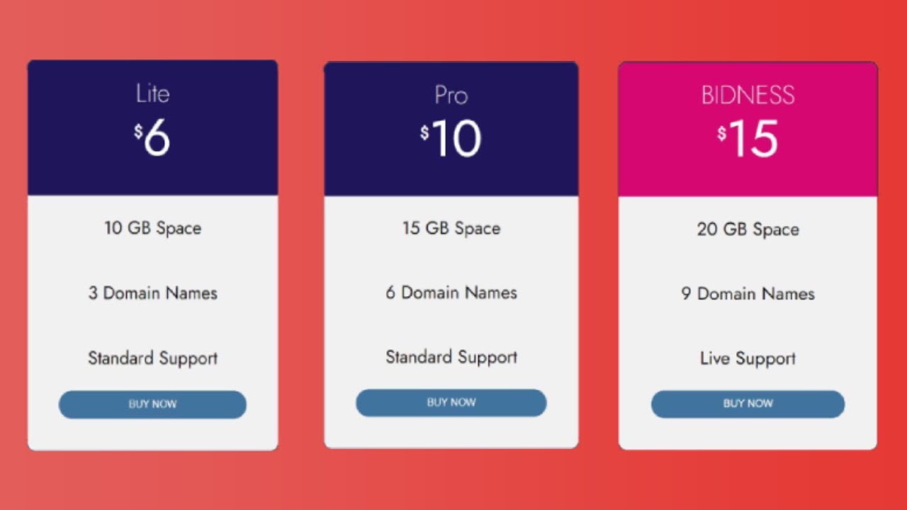 Responsive Pricing Table Using HTML and CSS