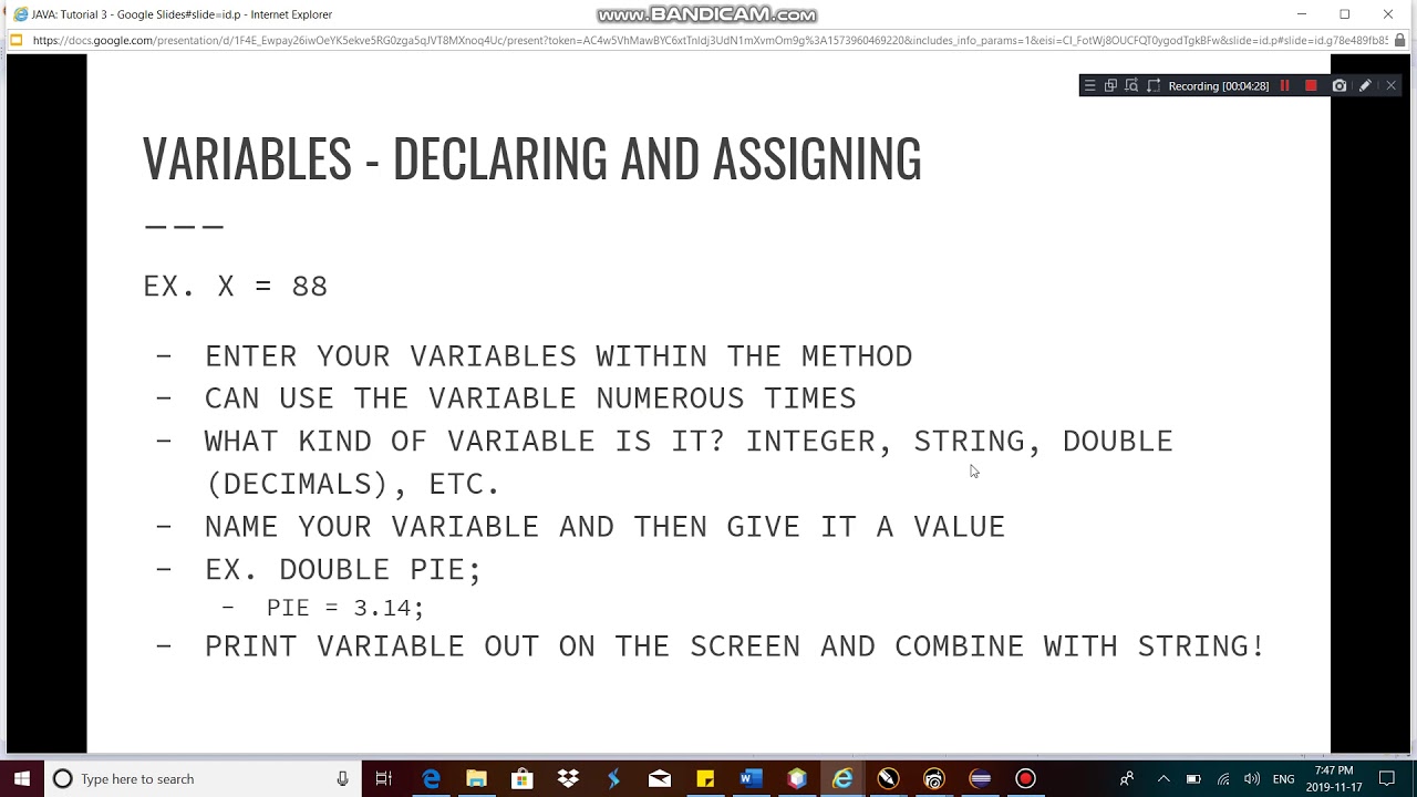 JAVA: Tutorial 3 - Classes, Variables, and Getting User Input