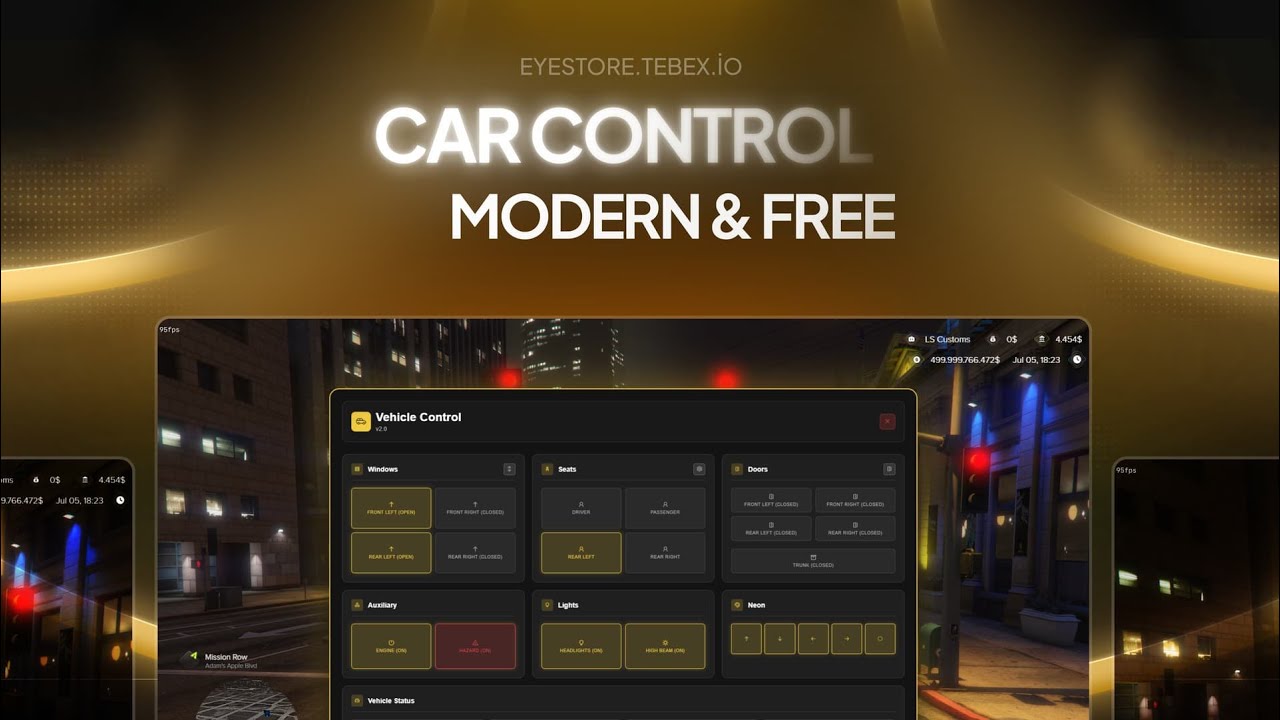 [FREE] 🚗 Advanced Car Control Menu | Windows, Doors, Seats, Engine, Hazards | MJ DEVELOPMENT