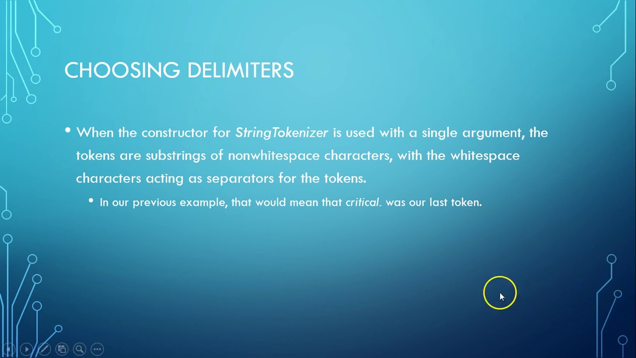 4.17 The String Tokenizer Class