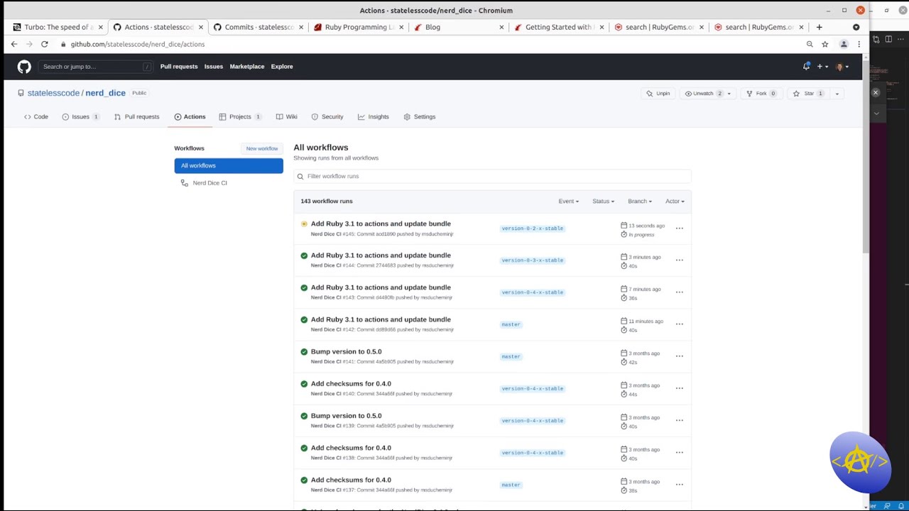 Codecast: Create a RubyGem 88: Add Ruby 3.1 to GitHub Actions and Update Bundle