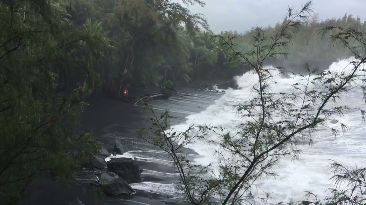Bad Weather at Kehena Beach in Hawaii