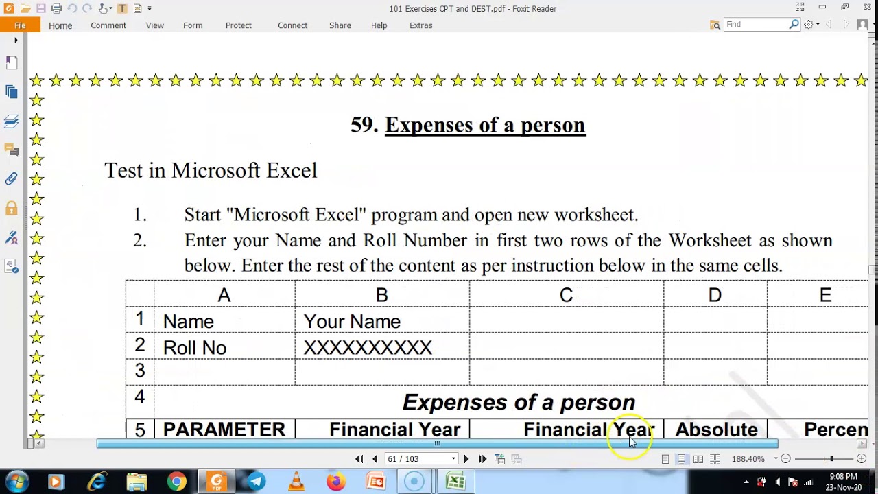 SSC CPT Excel Exercise 1 (PDF Ex 59):