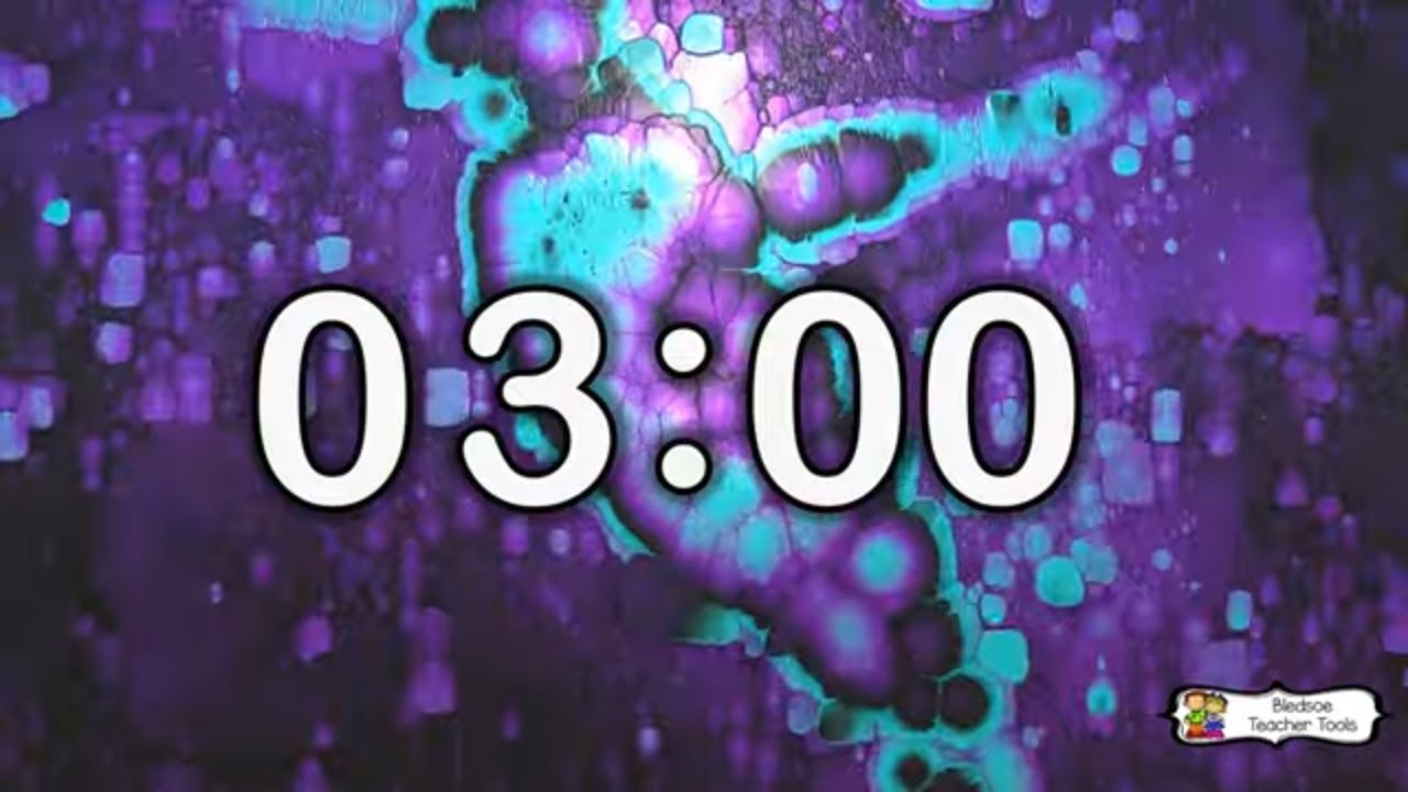3 Minute Timer ⏱️ | No Background Music | Calm Aqua & Purple Visual Countdown