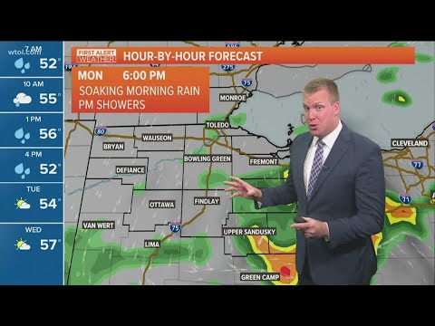 First Alert Forecast | Showers, downpours continue on Monday; dry weather returns briefly on Tuesday