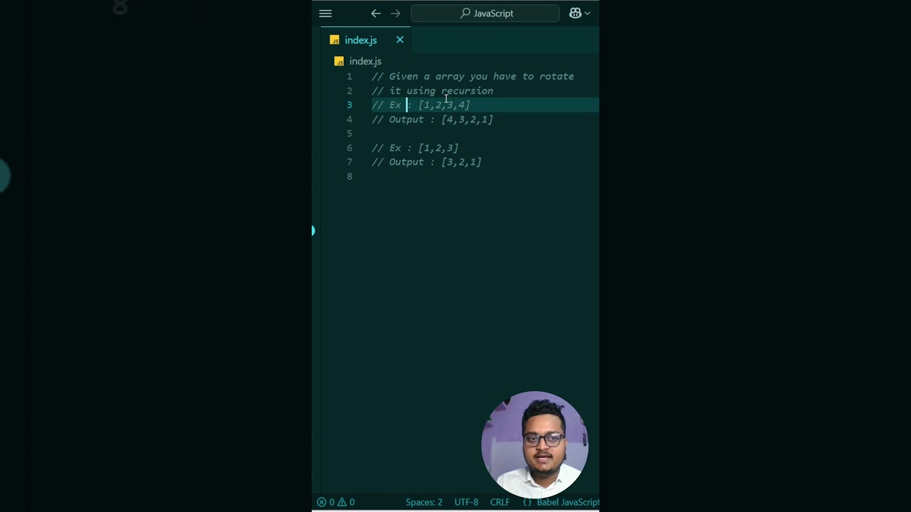 Reverse an Array in JavaScript using Recursion ⚡ #Shorts #javascript