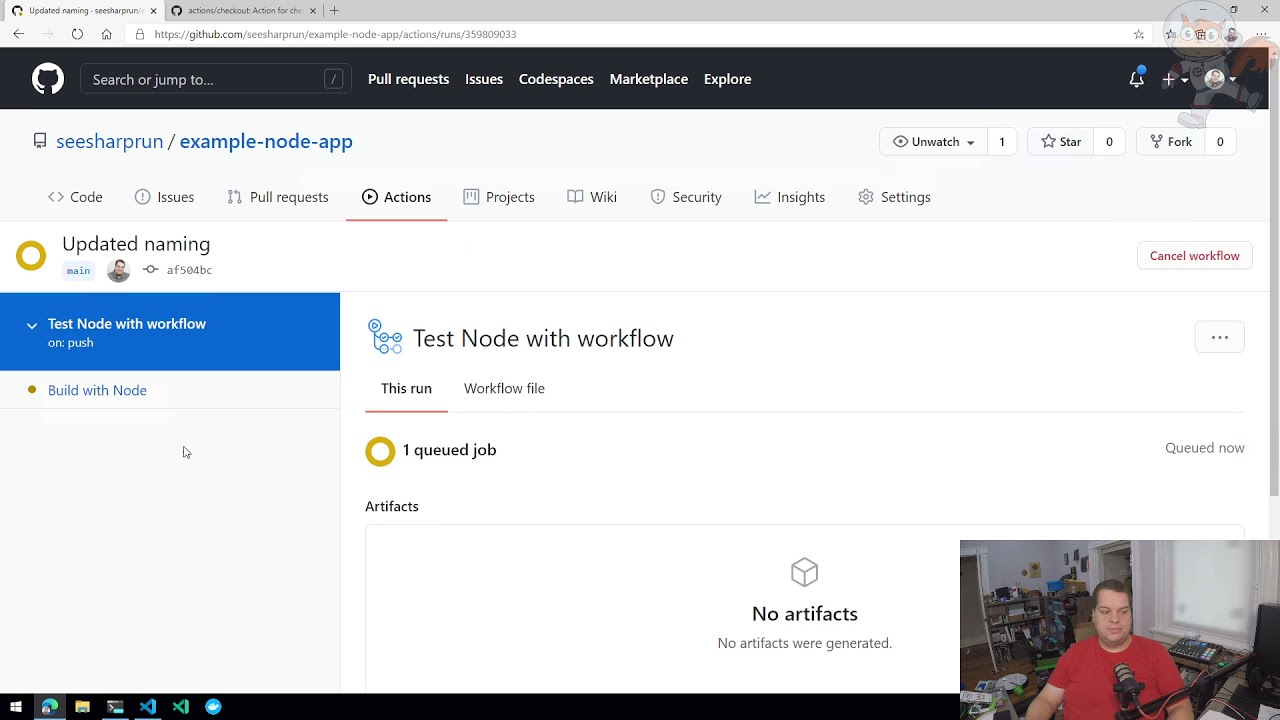 Building a Node.js console application using GitHub Actions
