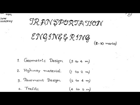 Transportation Engineering Class Notes PDF / Civil Engineering / for Competitive Exams GATE, AE, JE