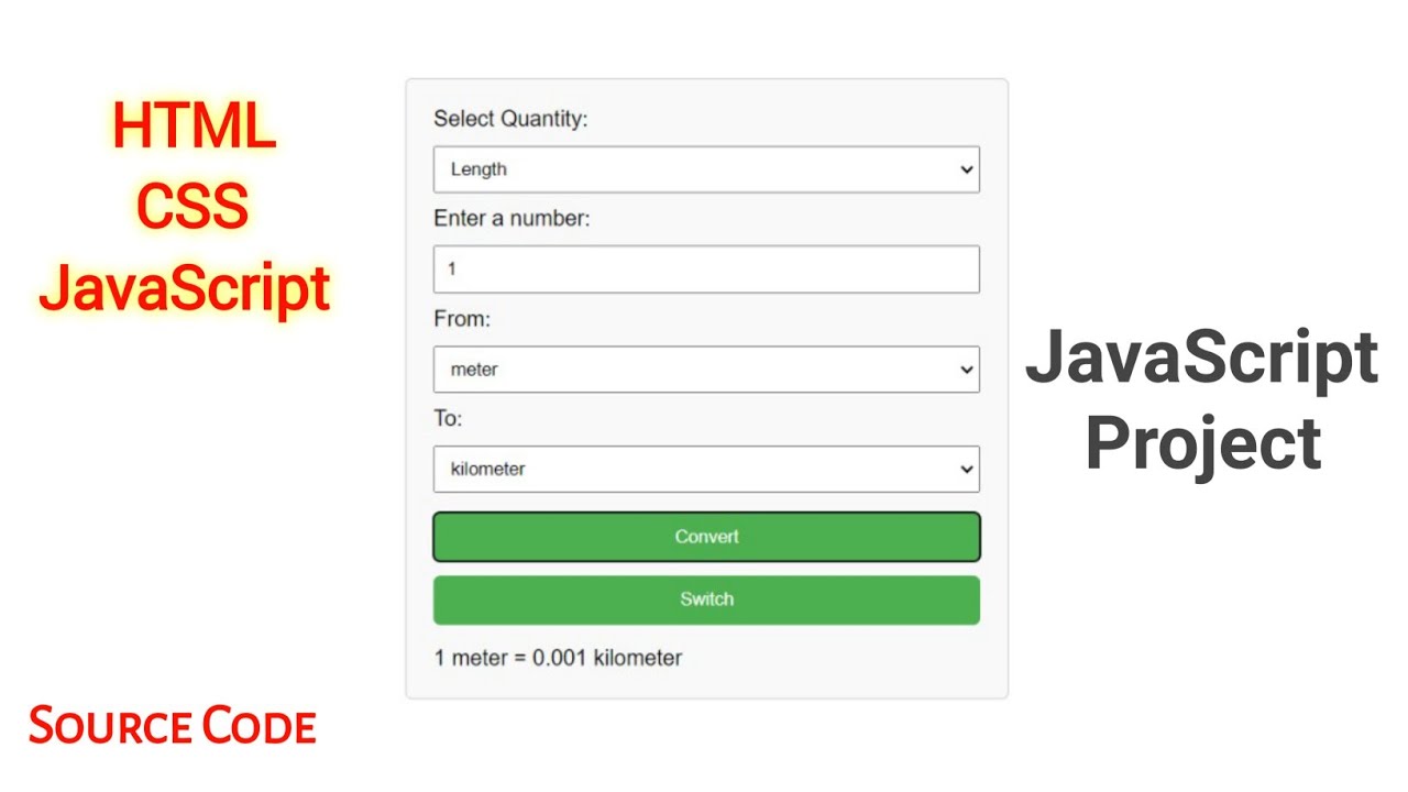 Unit Converter Using HTML, CSS, JAVASCRIPT | Javascript Project #coding #html #css  #javascript