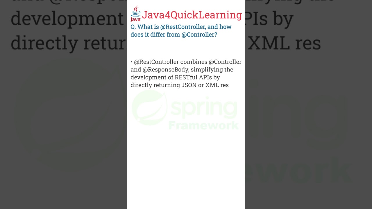 What is @RestController, and how differ from @Controller #restapi #controller #java4quicklearning