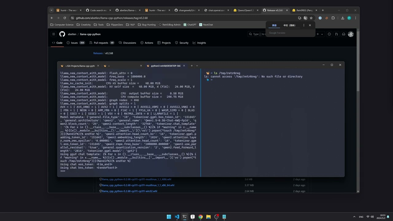 Llama-cpp-python Server-Side Template Injection-RCE by gguf Model Format Metadata Injection