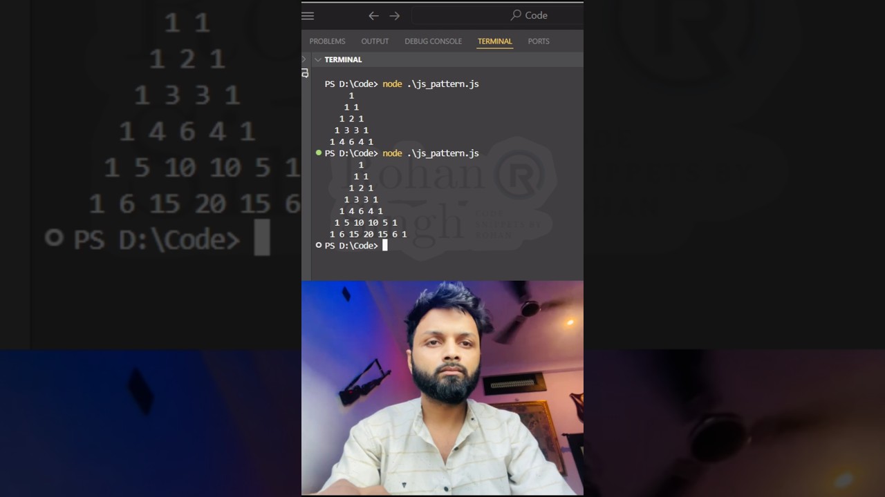 Javascript Pascal's Triangle | Javascript Tutorial #shorts #javascript #codingshorts #coderohan