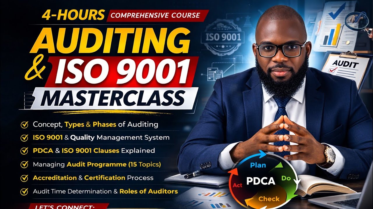 ISO 9001 Auditing Course: Quality Management Systems (QMS), Clauses, PDCA. Audit Time Determination