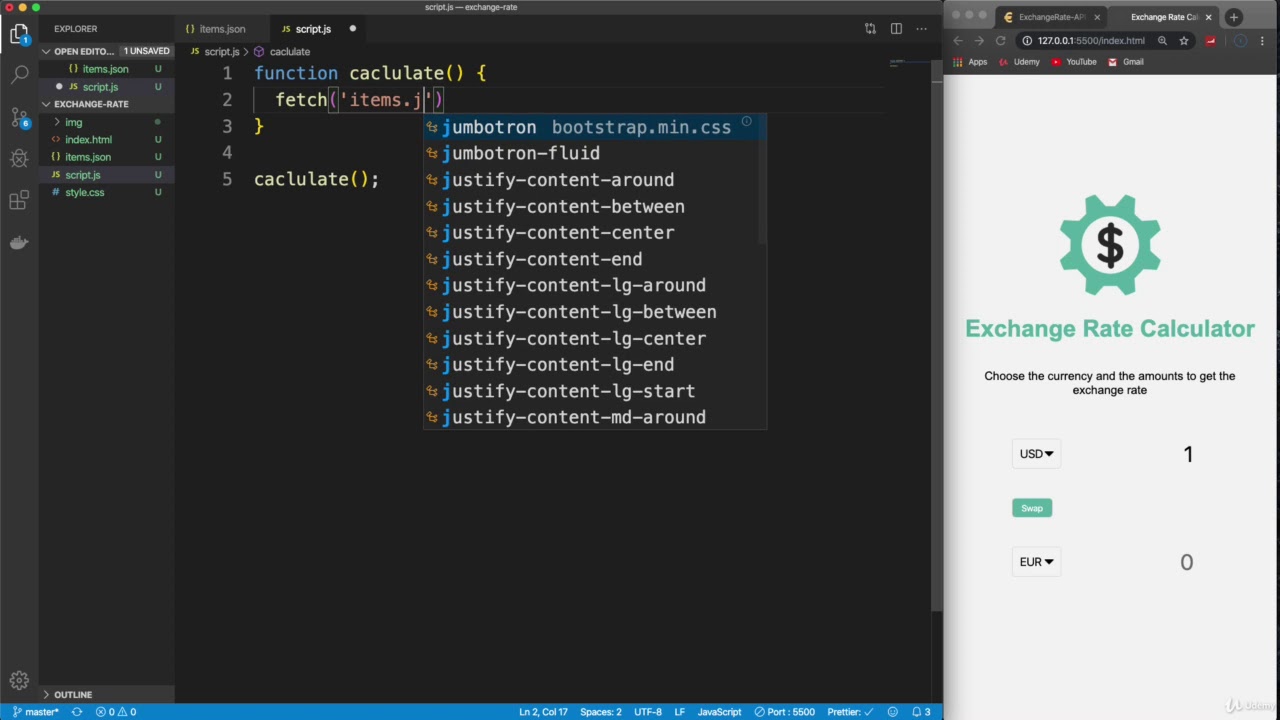 Currency converter using java-script ep 4
