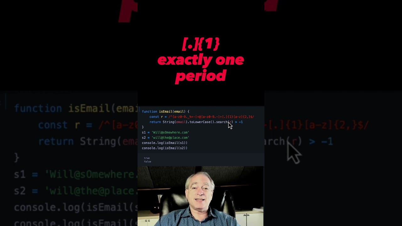 Validate email addresses in JavaScript #shorts #javascript #regex