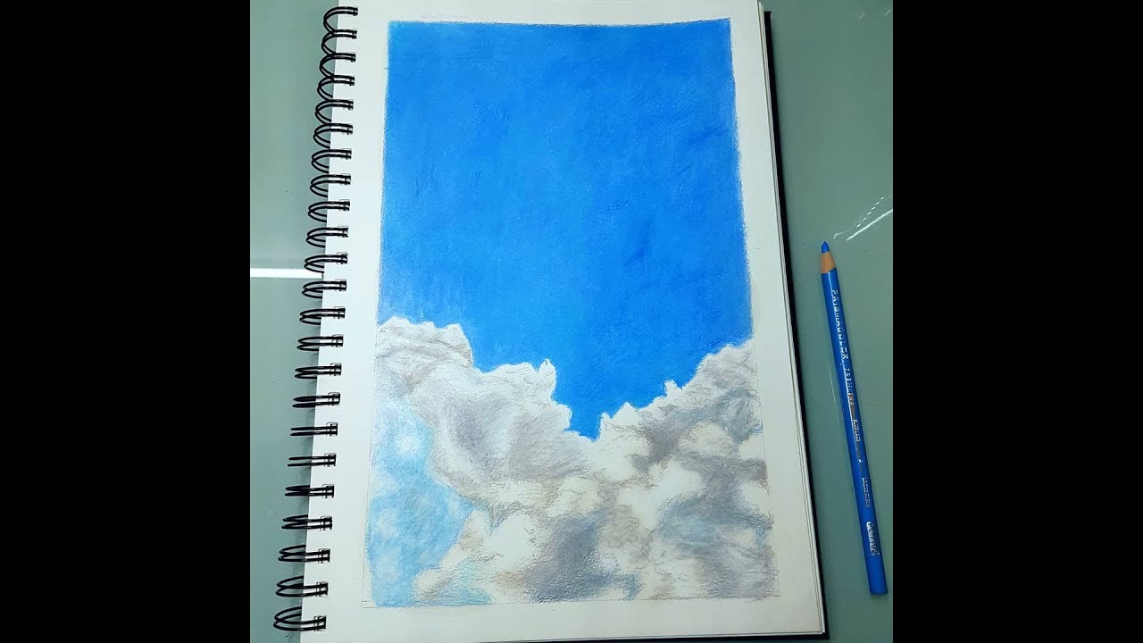 Drawing Clouds Using Colored Pencils | Timelapse