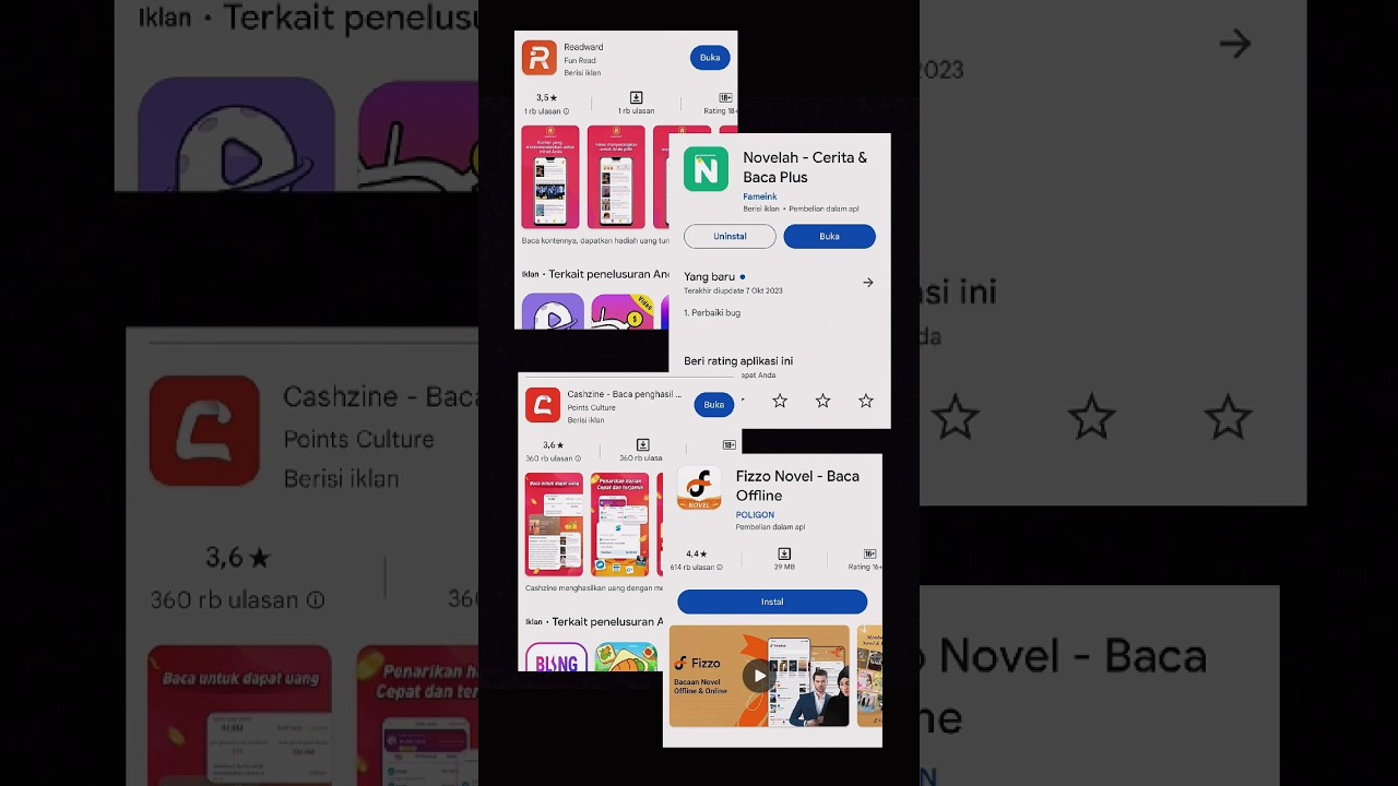 4 REKOMENDASI APLIKASI BACA NOVEL PENGHASIL UANG | BACA NOVEL DAPAT UANG
