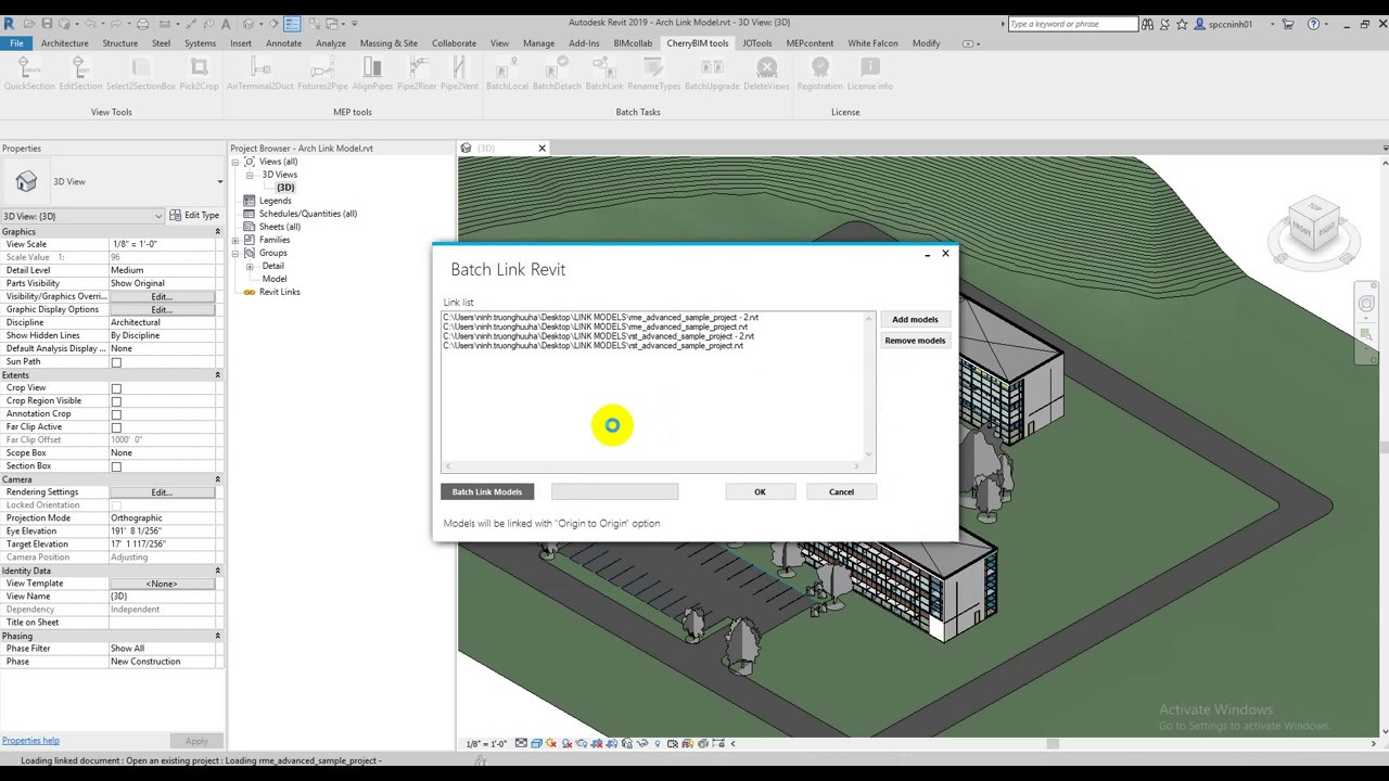Link multiple Revit files ( batch link Revit models )
