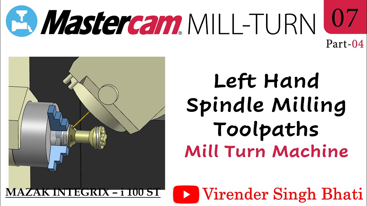 Mastercam Mill Turn Programming || Left Hand Spindle Milling Toolpath || Mill Turn Programming