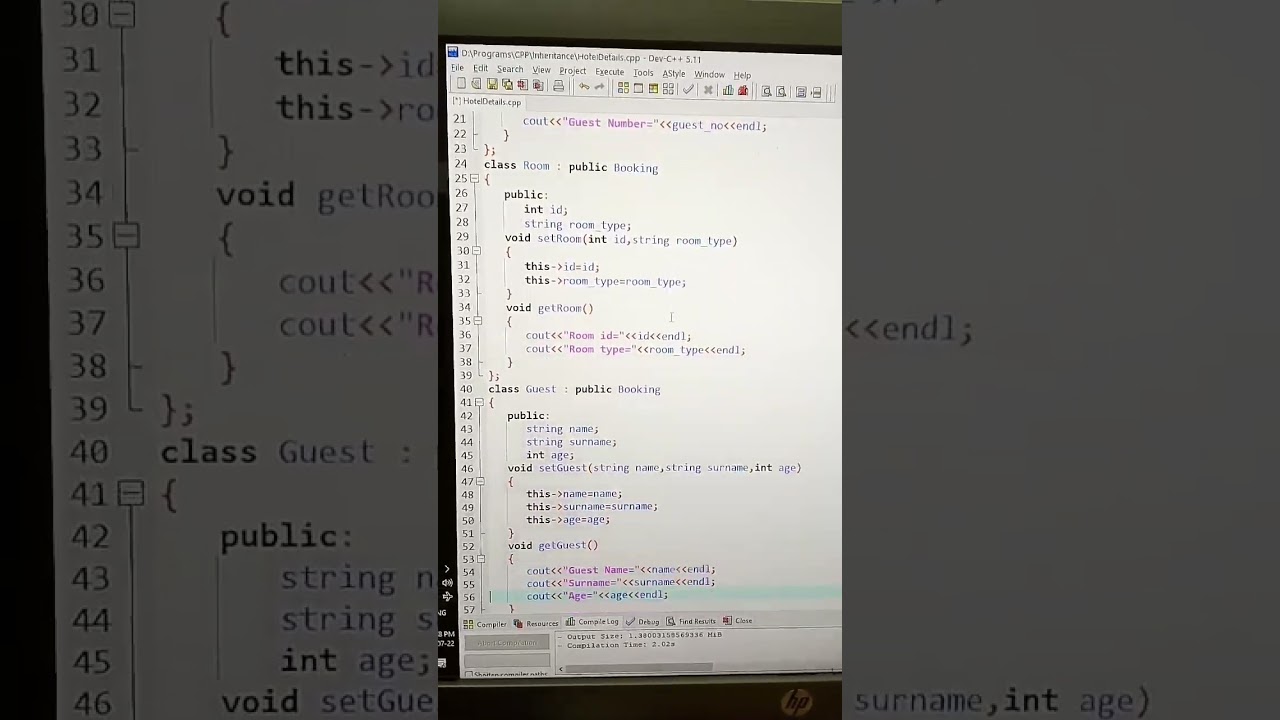 C++ mini project, Hotel Management